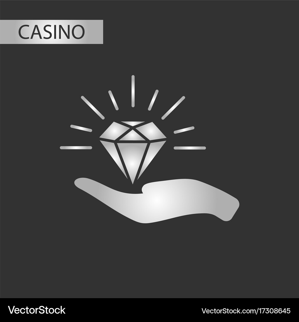 Black and white style diamond in hand Royalty Free Vector