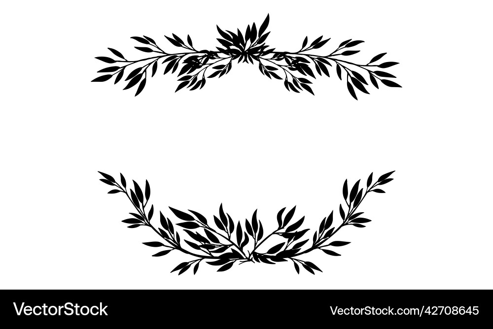 Black silhouette frame top and bottom hand drawn Vector Image