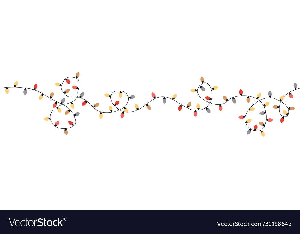 Christmas string lights seamless border Royalty Free Vector