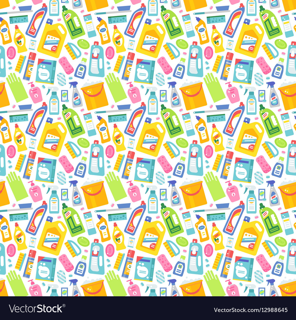 Cleaning tools seamless pattern Royalty Free Vector Image
