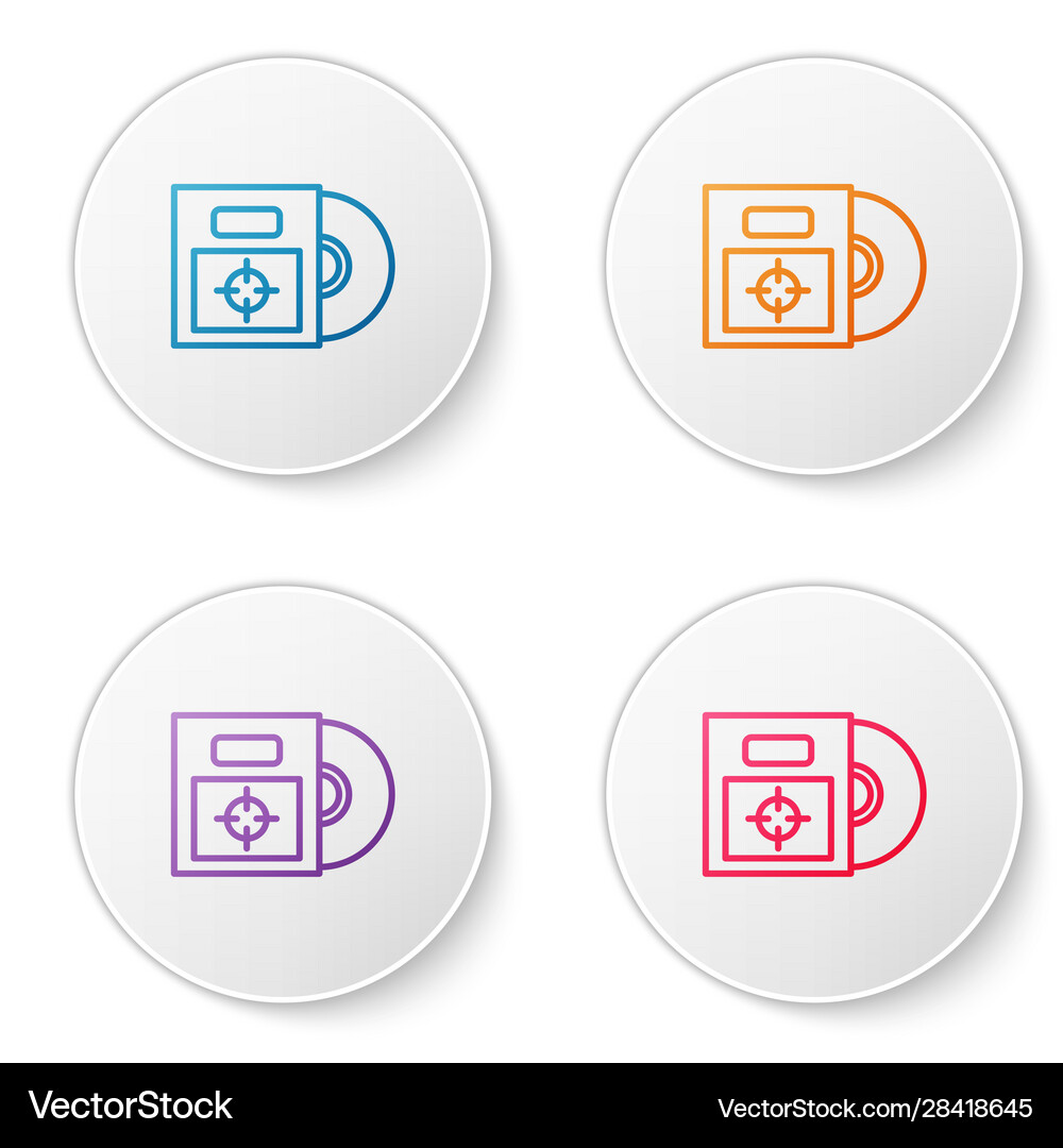 Color line cd or dvd disk in box icon isolated Vector Image