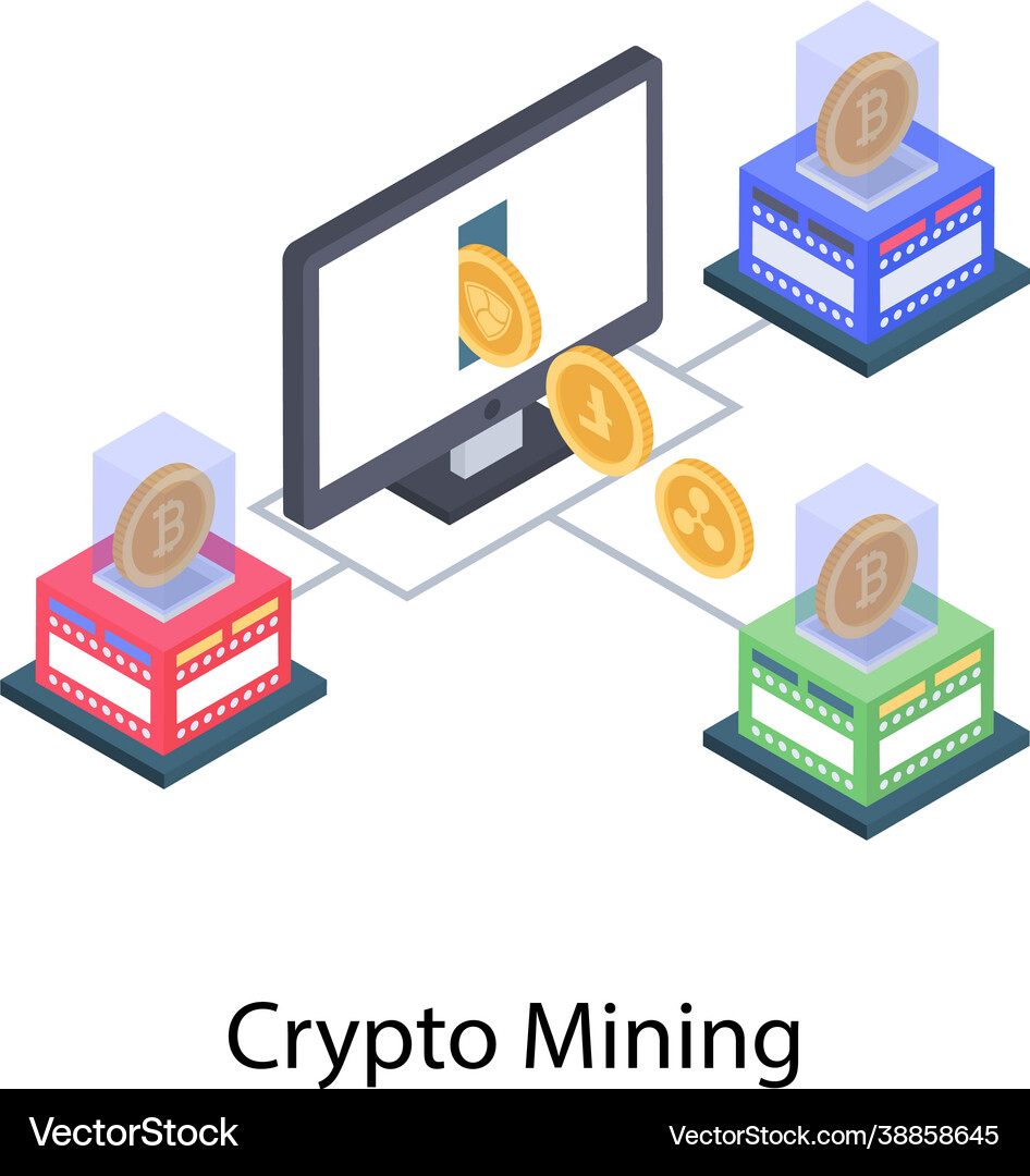 Crypto mining Royalty Free Vector Image - VectorStock