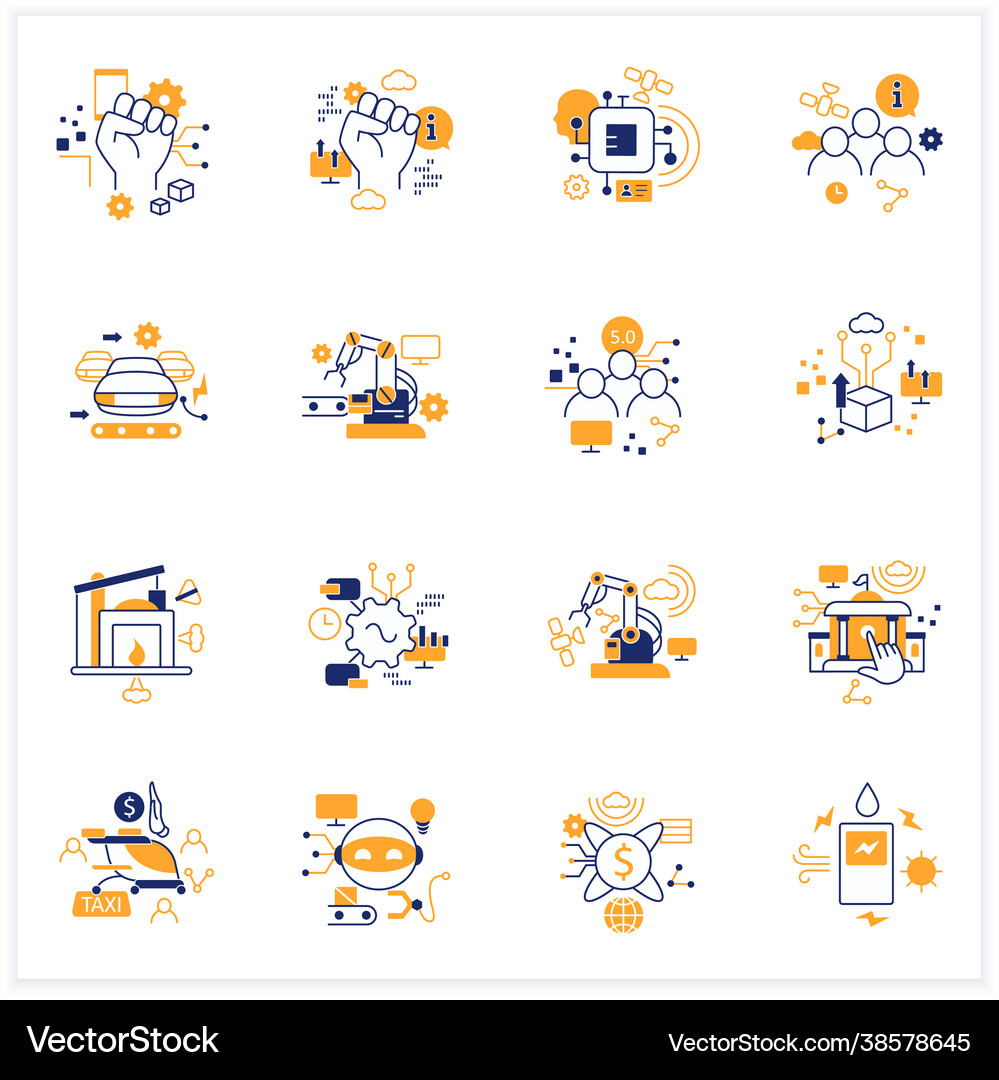 Digital transformation flat icons set Royalty Free Vector