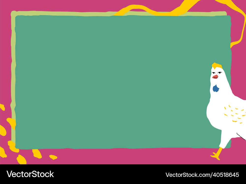 Funky chicken frame background green and pink Vector Image