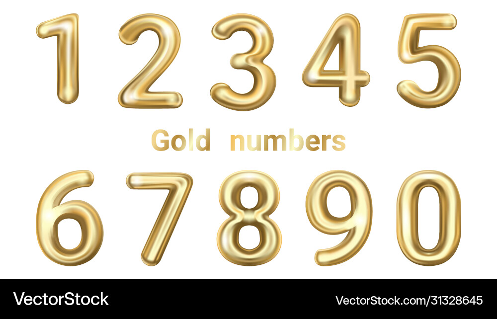 Golden numbers yellow metallic Royalty Free Vector Image