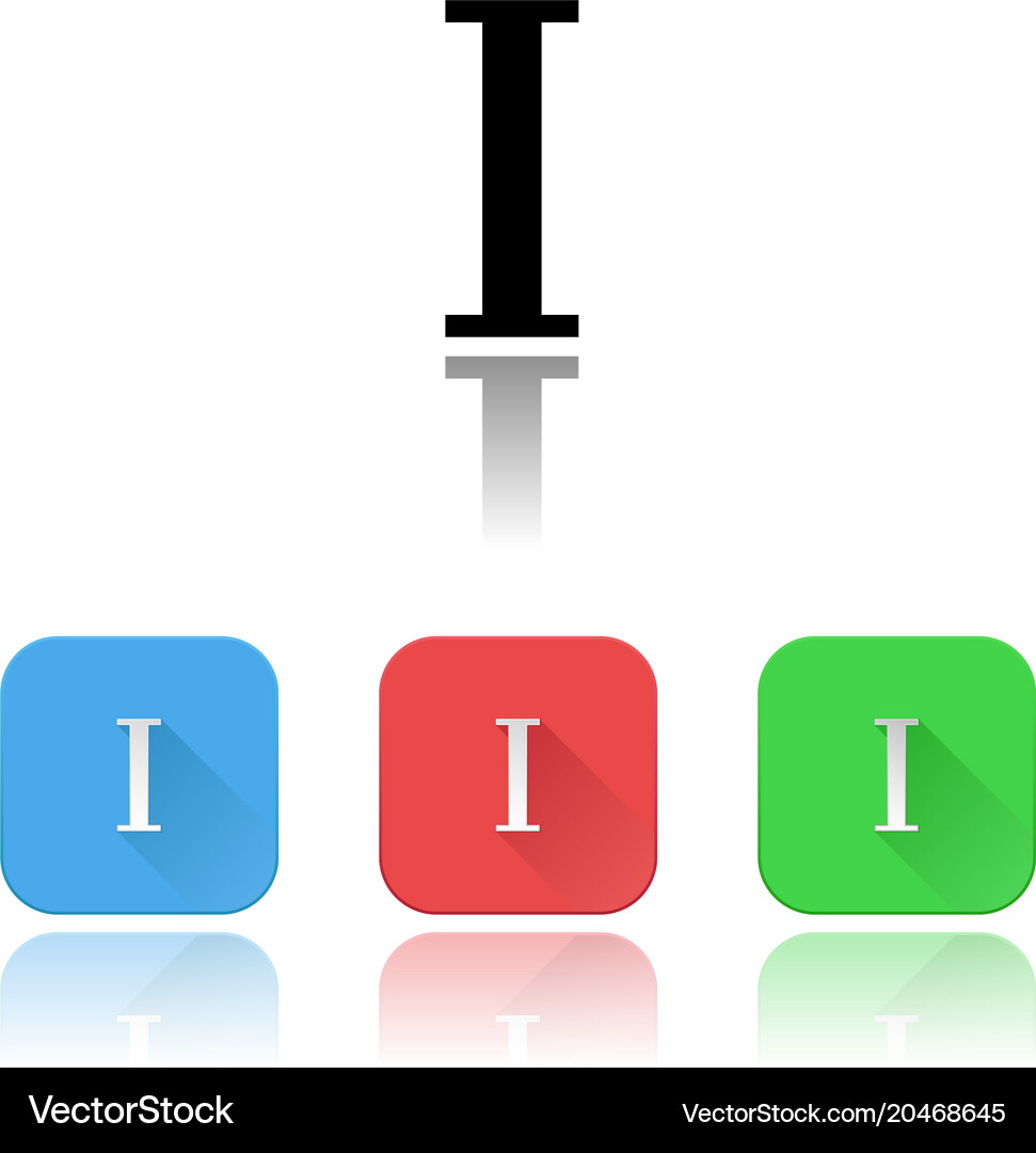 I roman numeral icons colored set with reflection Vector Image
