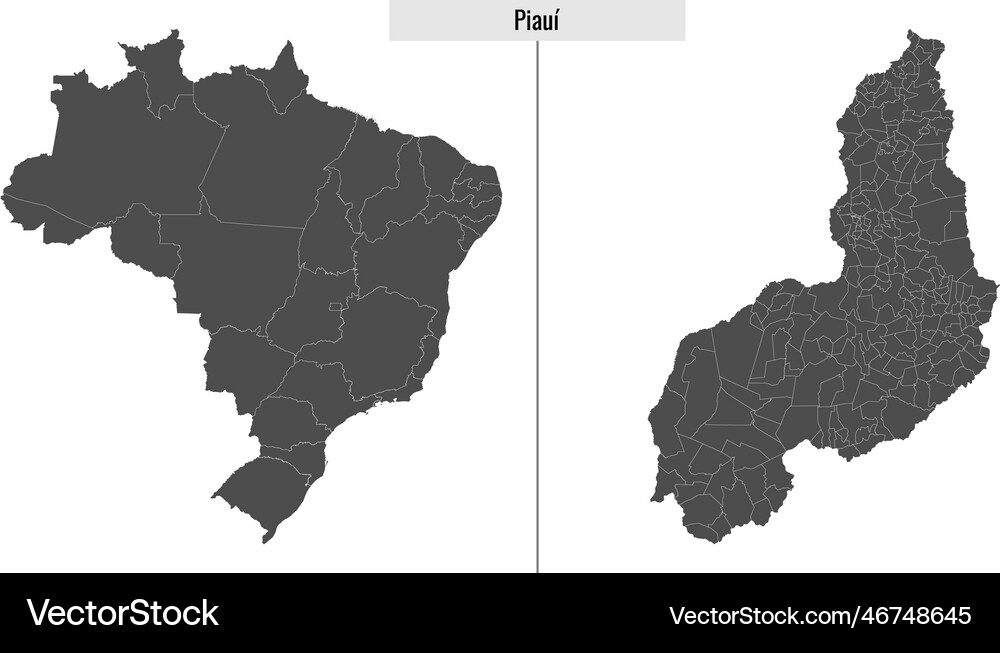 Map of piaui state brazil Royalty Free Vector Image