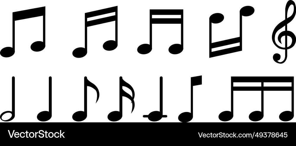Music note flat icon set key symbol song Vector Image