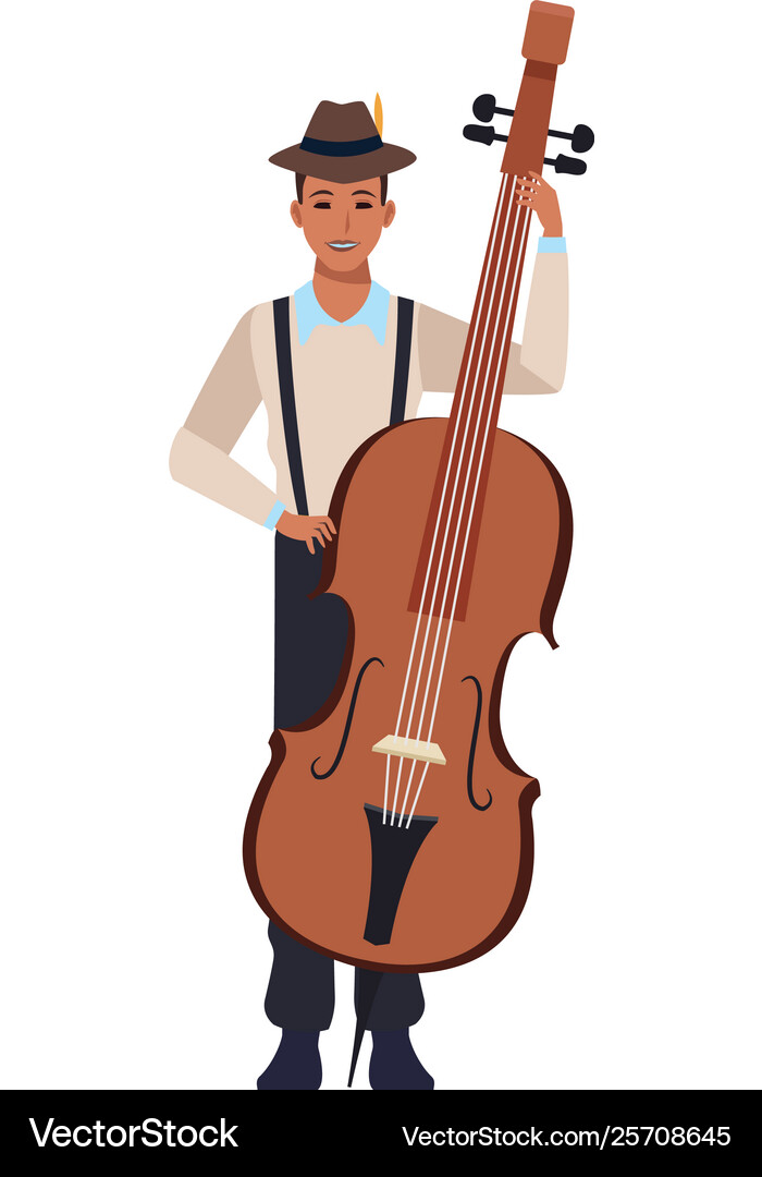 Musician playing bass Royalty Free Vector Image