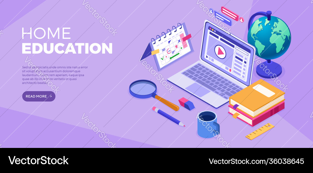 Online distance education technology from home Vector Image