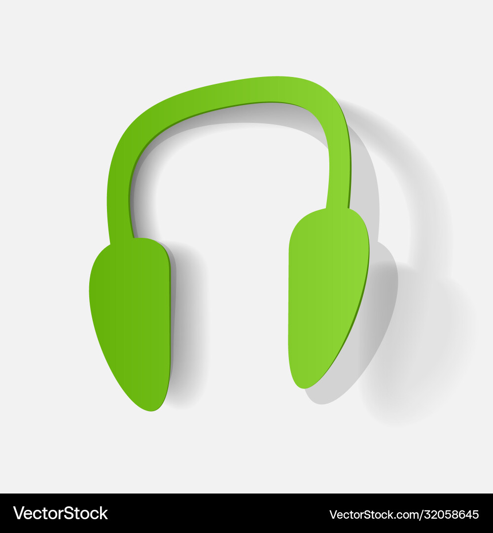 Paper clipped sticker wireless headphones Vector Image
