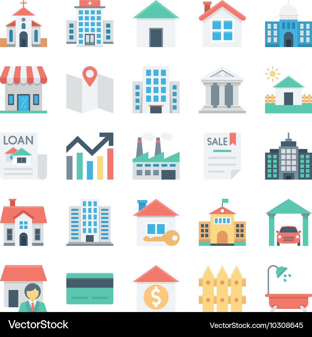 Real estate colored icons 1 Royalty Free Vector Image