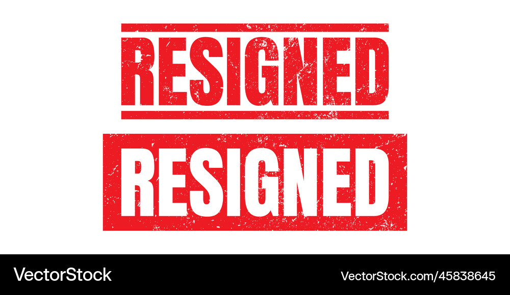 Resigned grunge rubber stamp on white background Vector Image