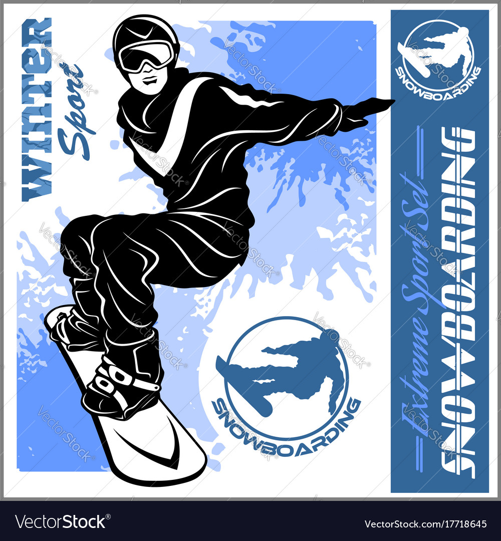Snowboarding emblem man on light Royalty Free Vector Image