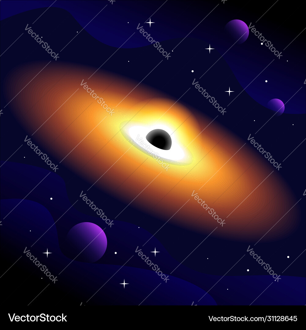 Supermassive black hole region spacetime Vector Image