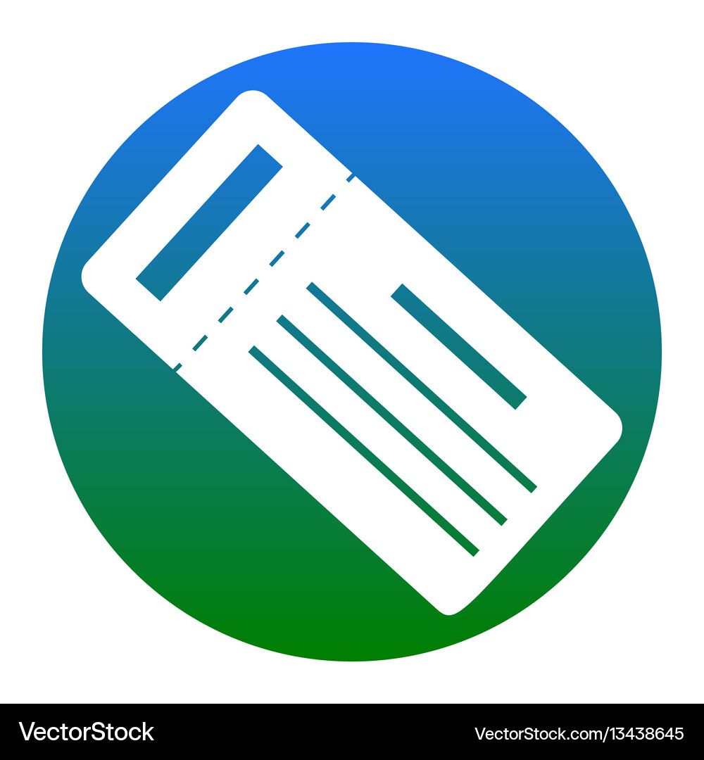 Ticket simple sign white icon in bluish Royalty Free Vector
