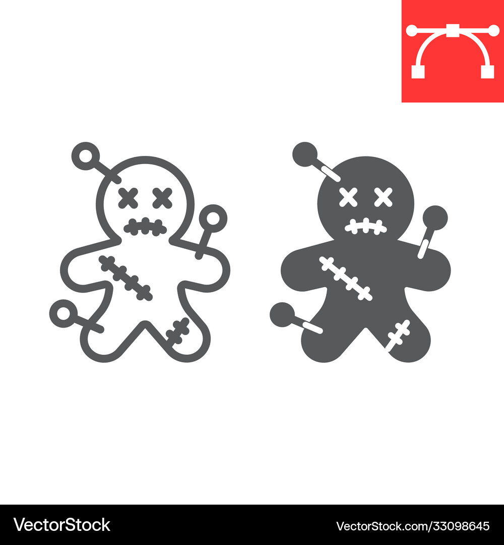Voodoo doll line and glyph icon halloween Vector Image