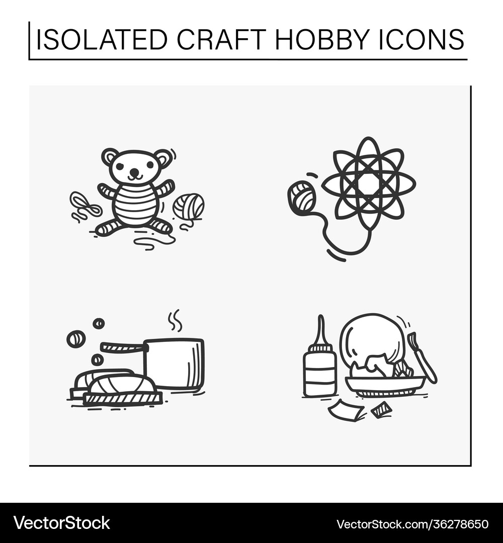 Craft hobby set hand drawn icons Royalty Free Vector Image