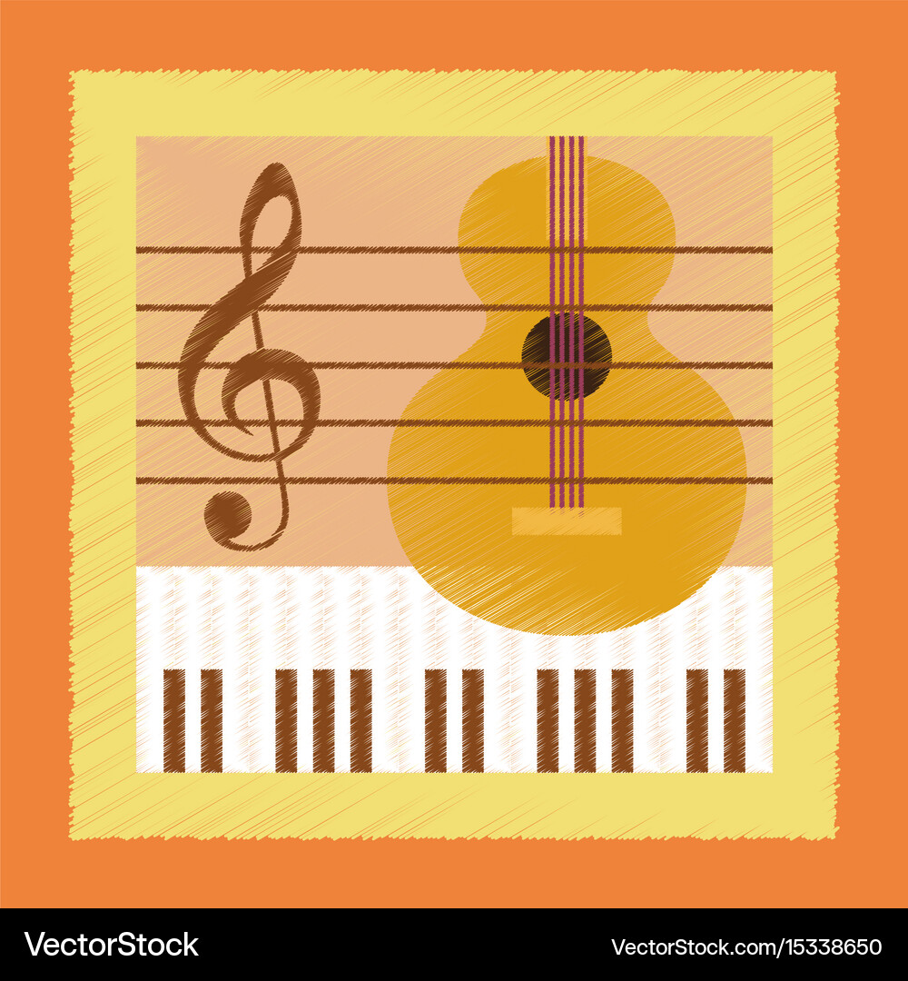 Flat shading style icon music lesson Royalty Free Vector