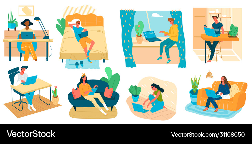Freelance people work in comfortable conditions Vector Image