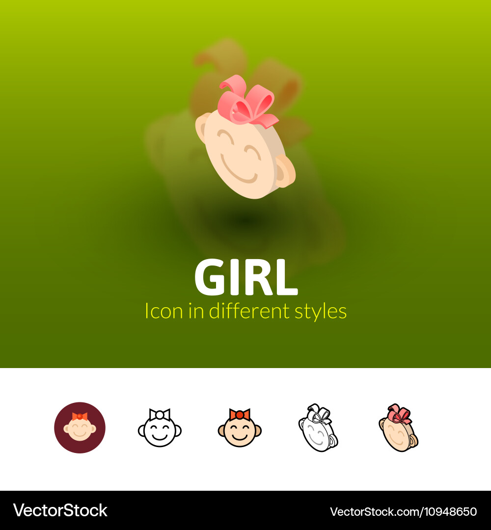 Girl icon in different style Royalty Free Vector Image