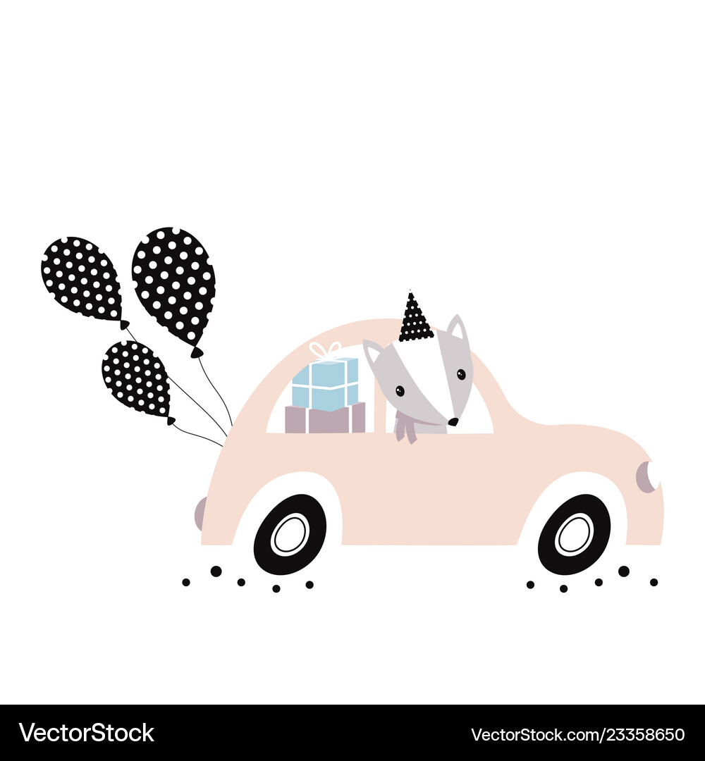 Holiday card with car Royalty Free Vector Image