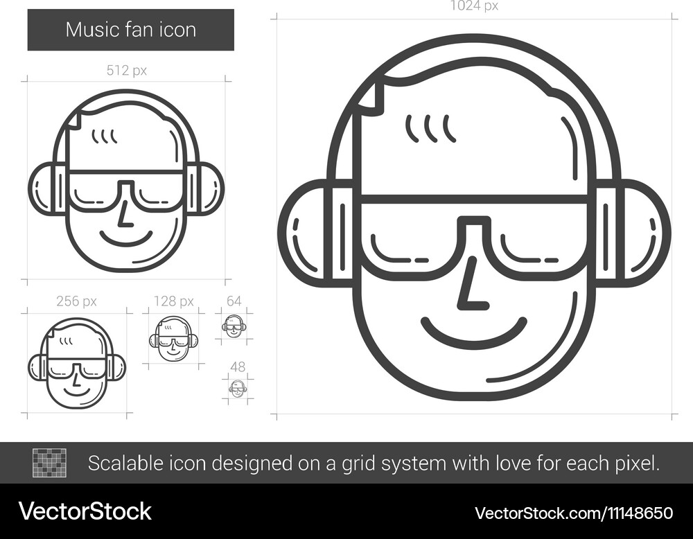 Music fan line icon Royalty Free Vector Image - VectorStock