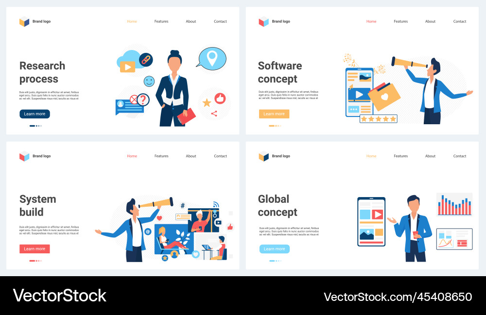 Process of building corporate system global Vector Image