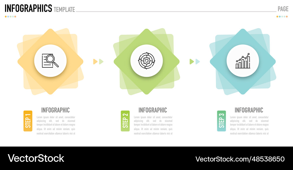 Rectangular 3 steps infographic for business Vector Image