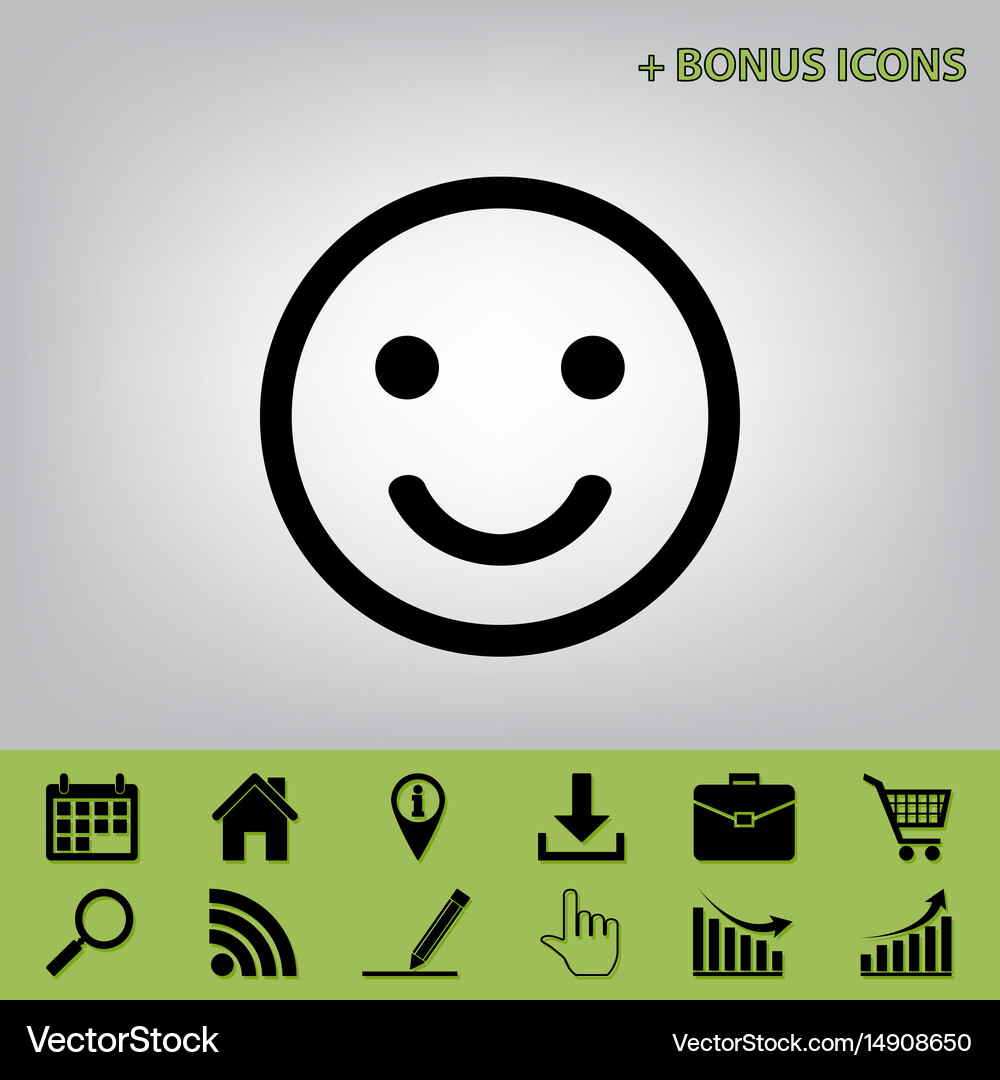Smile icon black icon at gray background Vector Image