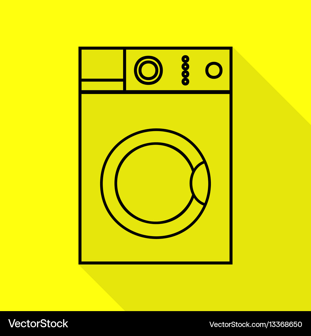 Washing machine sign black icon with flat style Vector Image