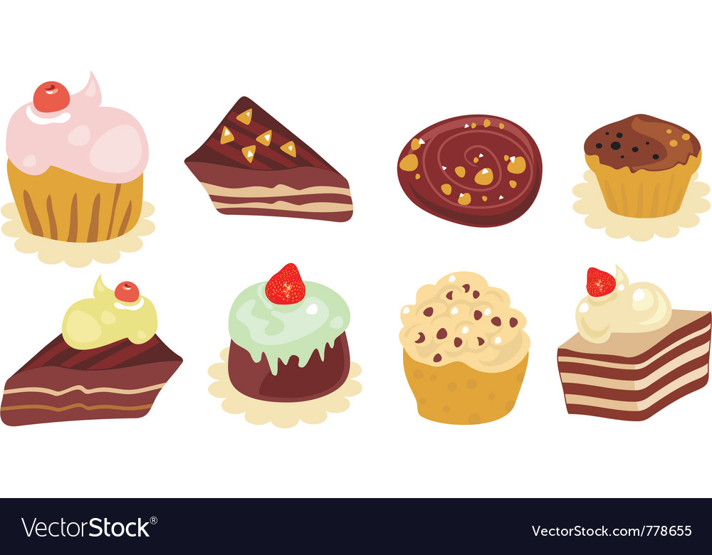 Desserts set Royalty Free Vector Image - VectorStock