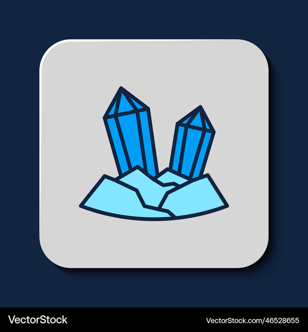 Filled outline gem stone icon isolated on blue Vector Image