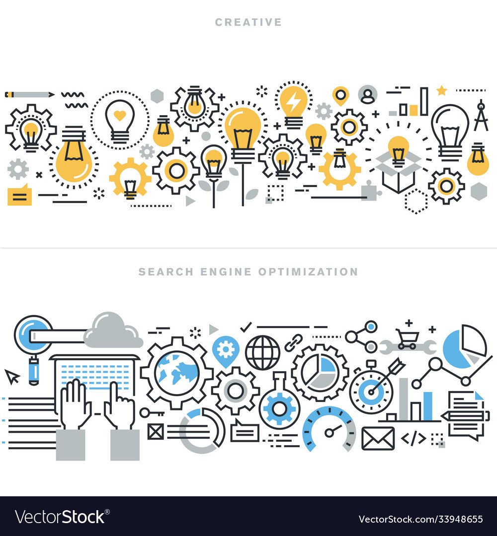 Flat line design concepts Royalty Free Vector Image