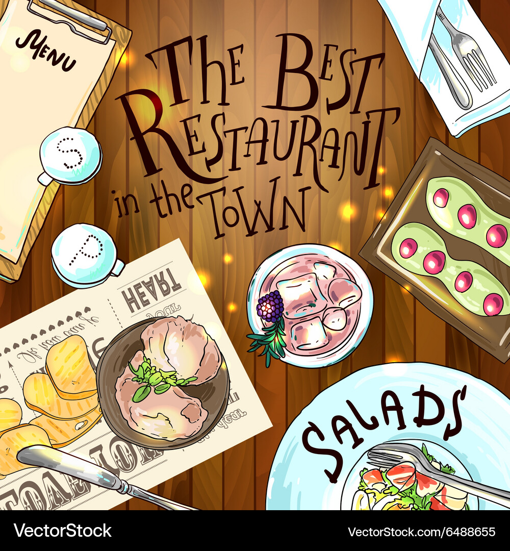 Food of restaurant Royalty Free Vector Image - VectorStock