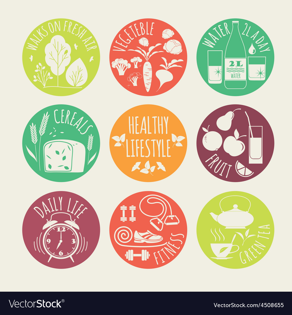 Healthy lifestyle icon set Royalty Free Vector Image Healthy lifestyle icon set Royalty Free Vector Image