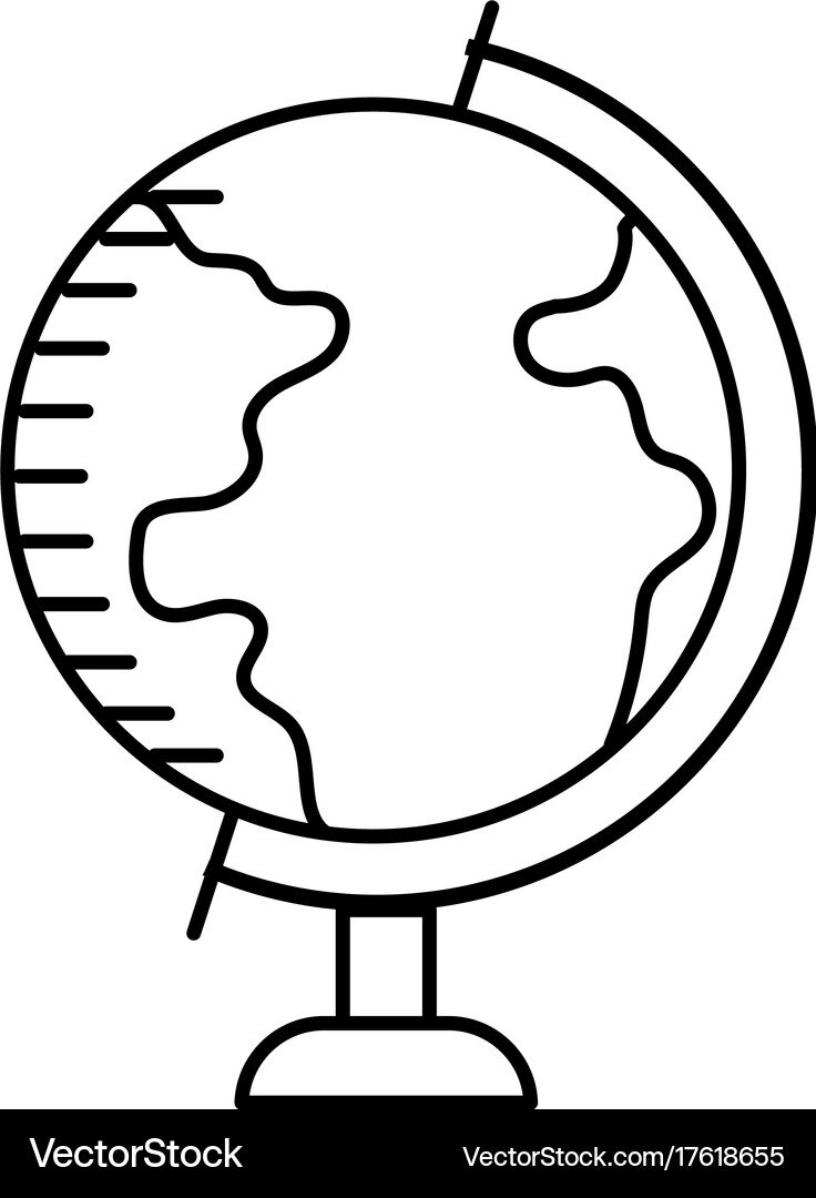 Line earth planet global map of desk Royalty Free Vector