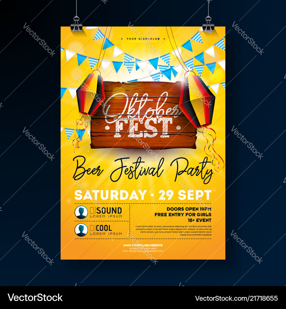 Oktoberfest party flyer design with typography Vector Image