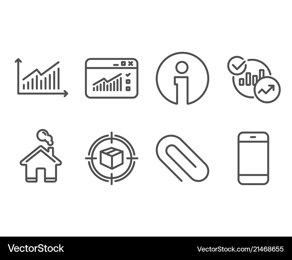 Paper clip parcel tracking and statistics icons Vector Image