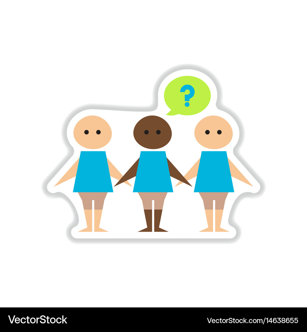 Paper sticker on white background people Vector Image