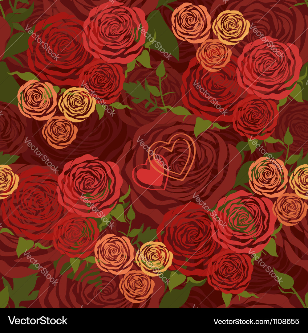 Red Valentines Day floral seamless pattern Vector Image