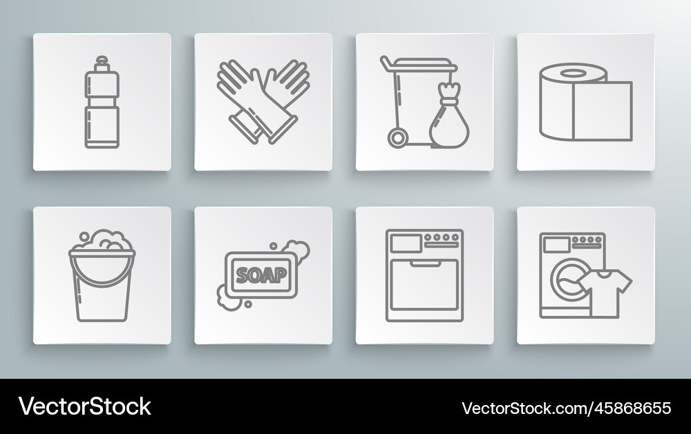 Set line bucket with foam and bubbles rubber Vector Image