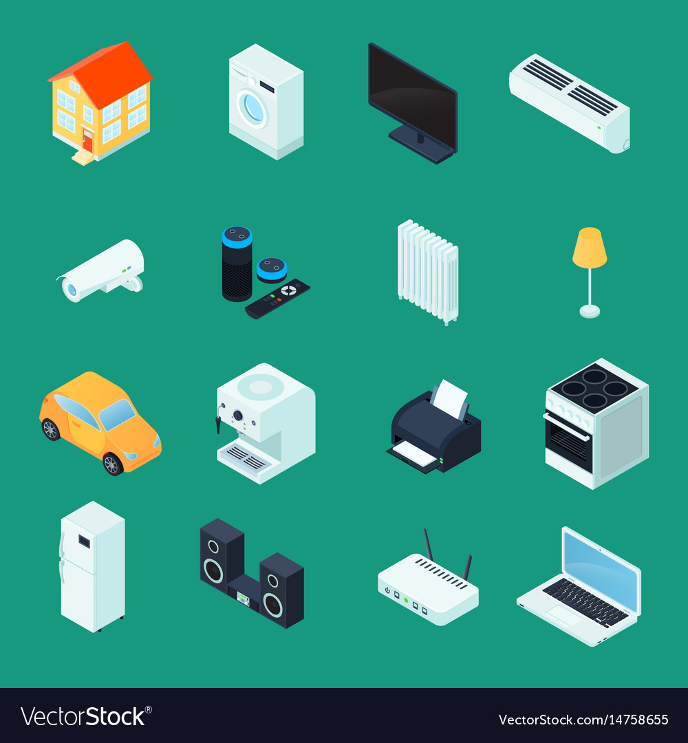 Smart home isometric icons set Royalty Free Vector Image