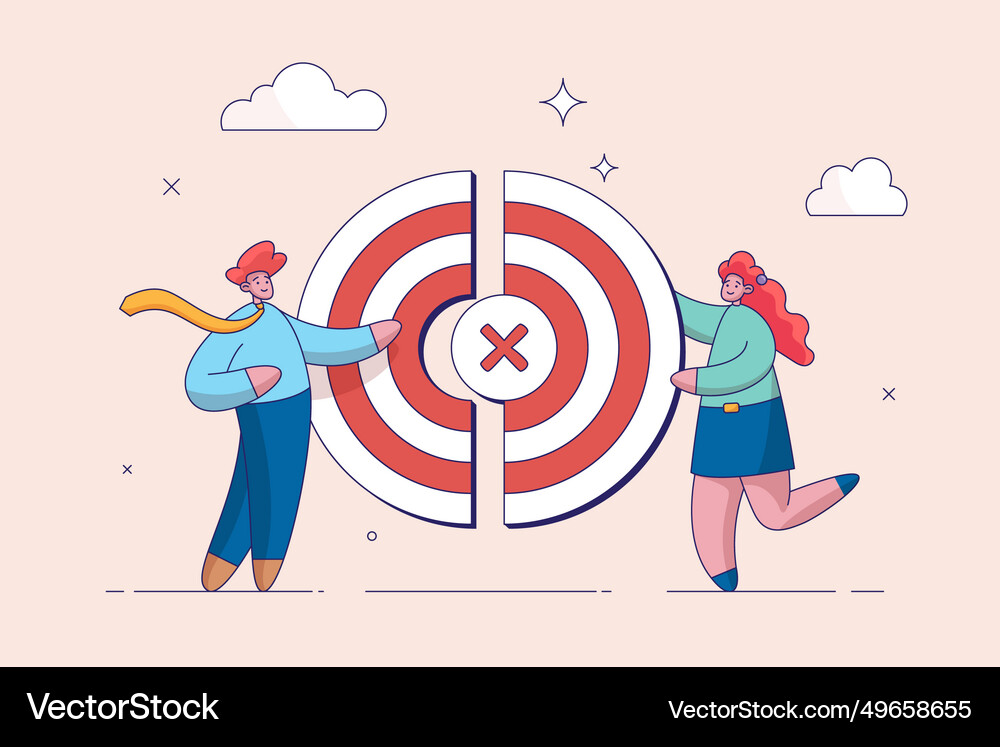 Teamwork concept connection of two halves target Vector Image