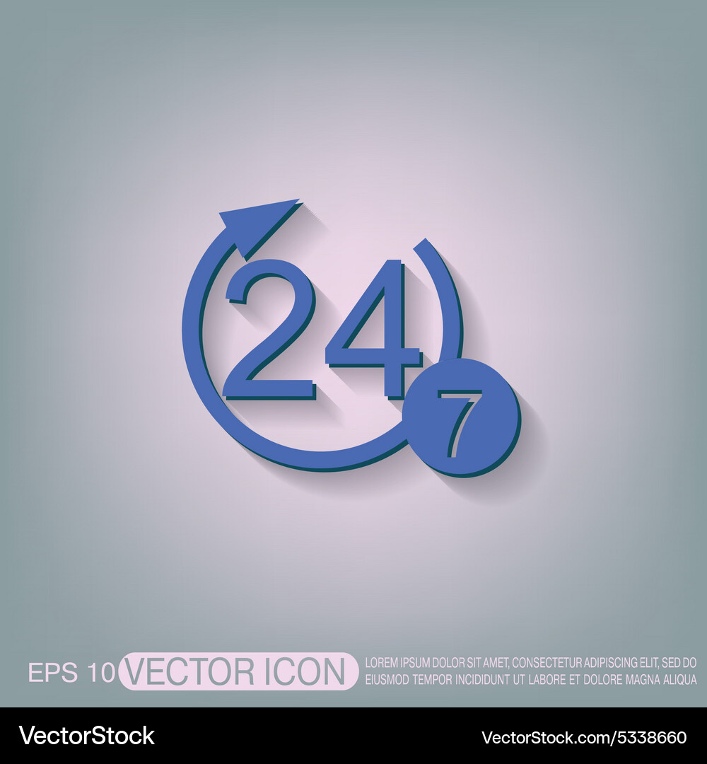 Character 24 7 open hours a day and days Vector Image