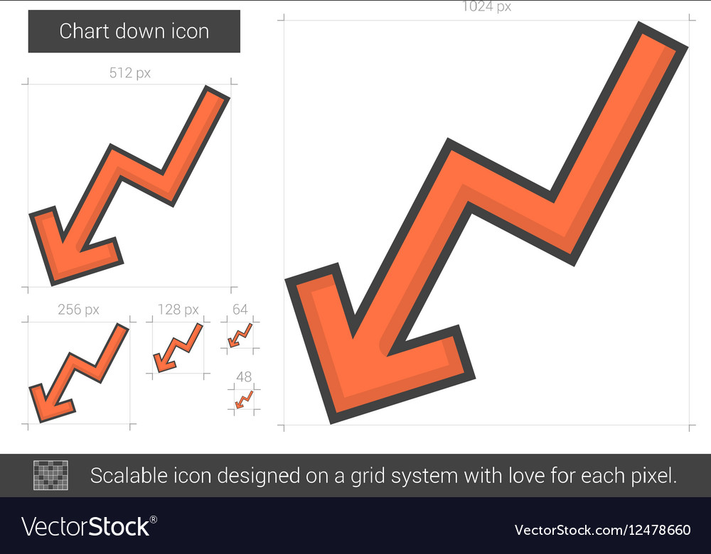 Chart down line icon Royalty Free Vector Image