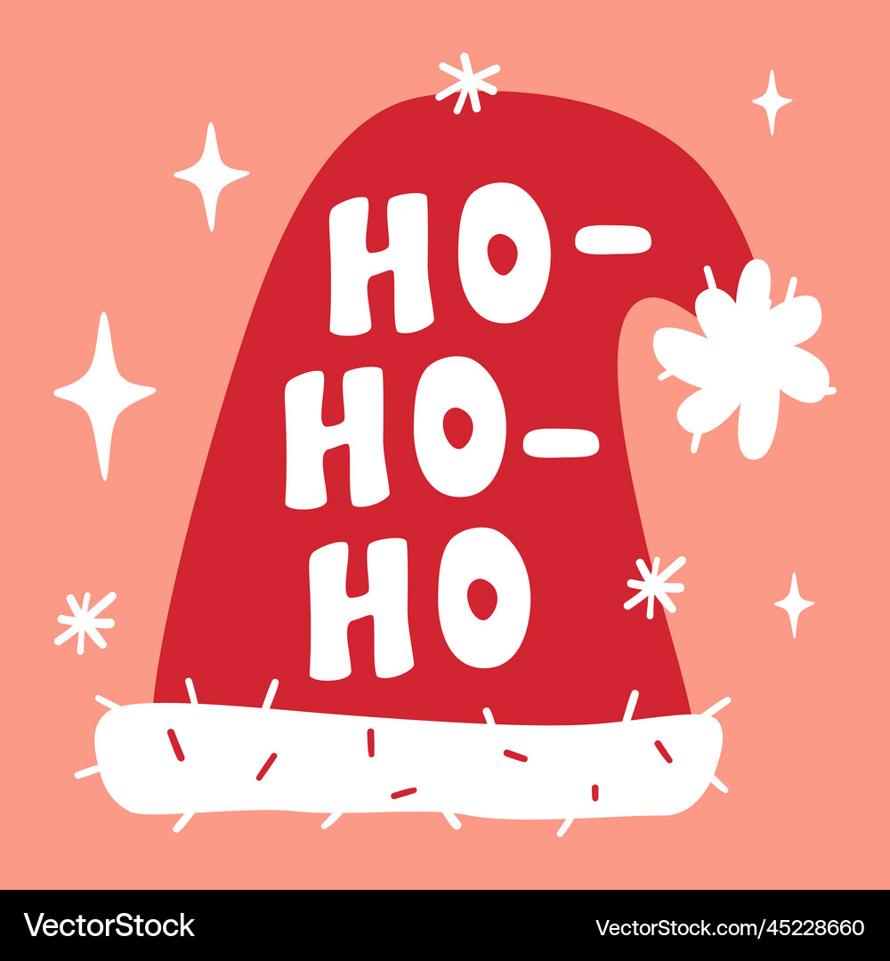 Christmas hat with hohoho lettering hand drawn Vector Image