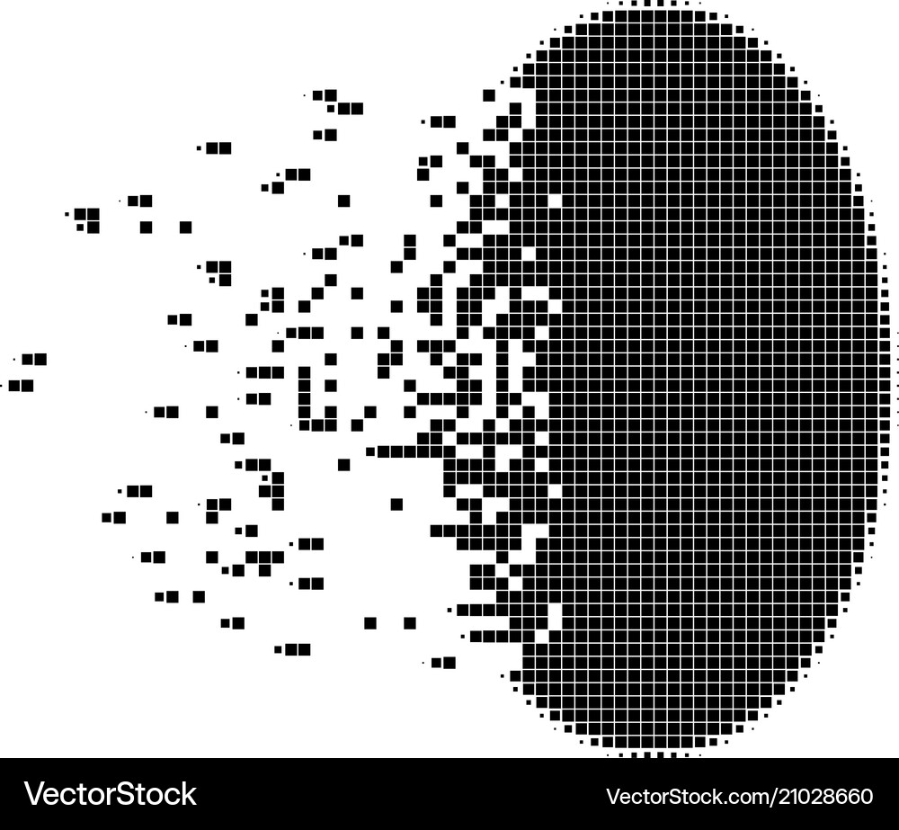 Filled ellipse dissipated pixel icon Royalty Free Vector
