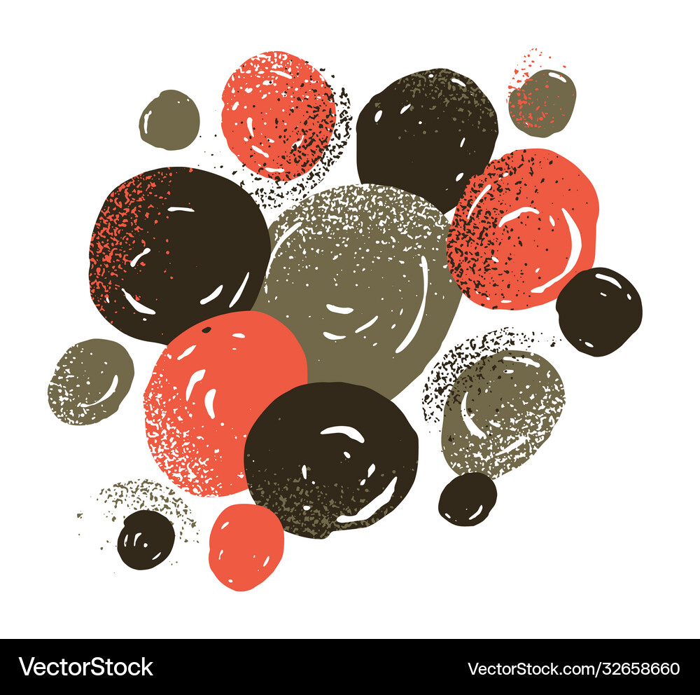 Hand drawn art abstract circle shapes composition Vector Image