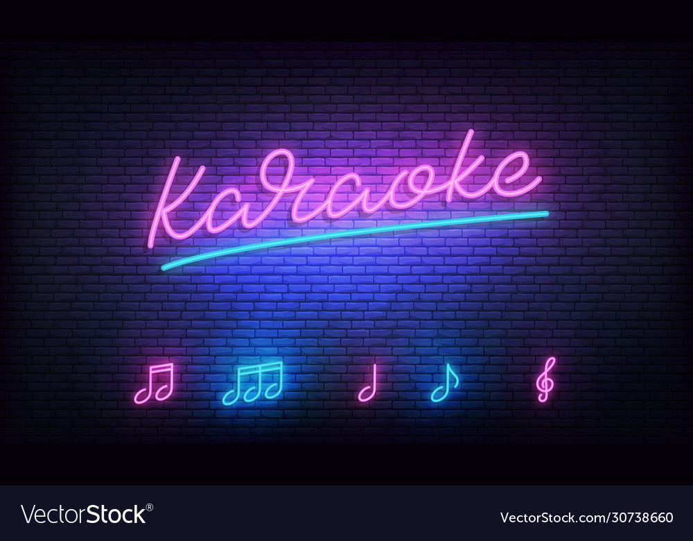 Karaoke Neon Template Neon Sign With Royalty Free Vector